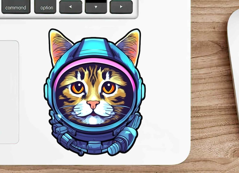 Space Cat Waterproof Sticker Gift for Her Rainbow Cat Astronaut Sticker ...