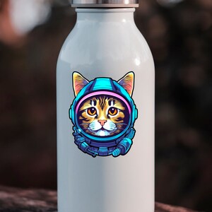 Space Cat Waterproof Sticker Gift for Her Rainbow Cat Astronaut Sticker ...