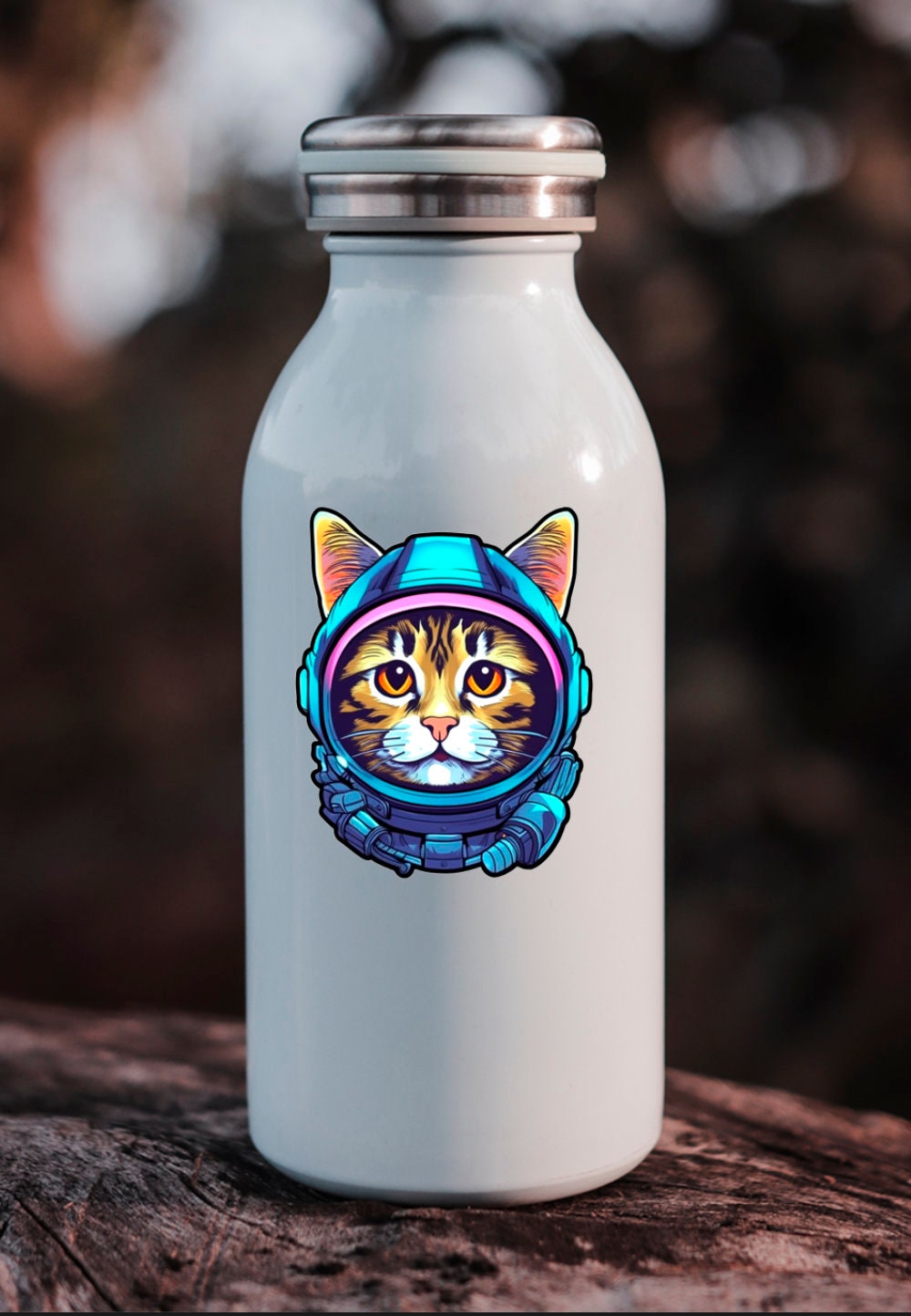 Space Cat Waterproof Sticker Gift for Her Rainbow Cat Astronaut Sticker ...