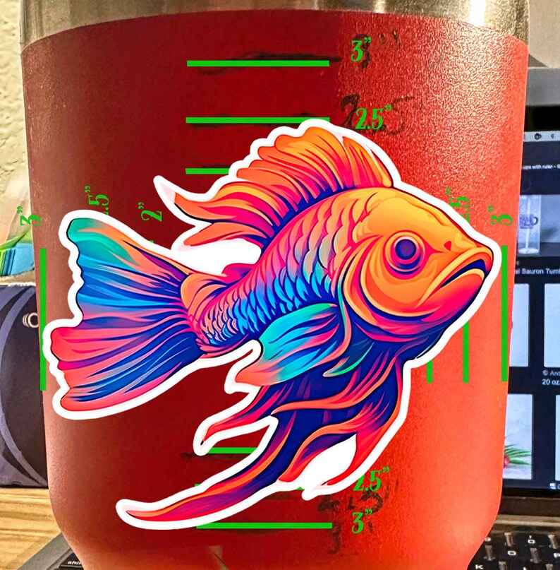 Fish Waterproof Sticker Gift Trippy Fish Sticker for Laptop Rainbow ...