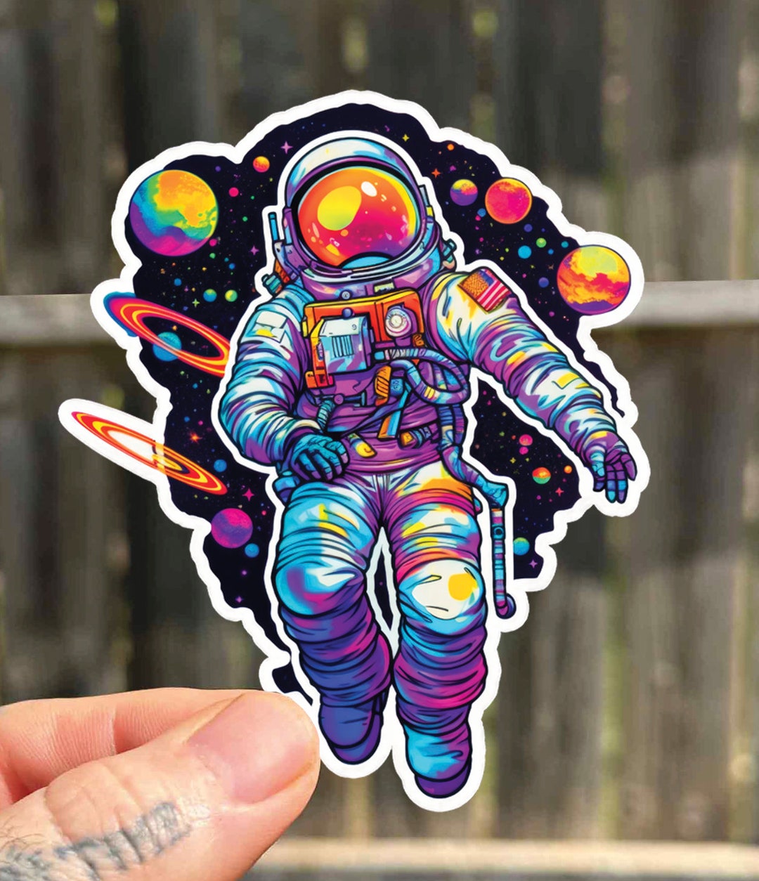 Space Astronaut Waterproof Vinyl Sticker Gift Trippy Space Sticker Gift ...