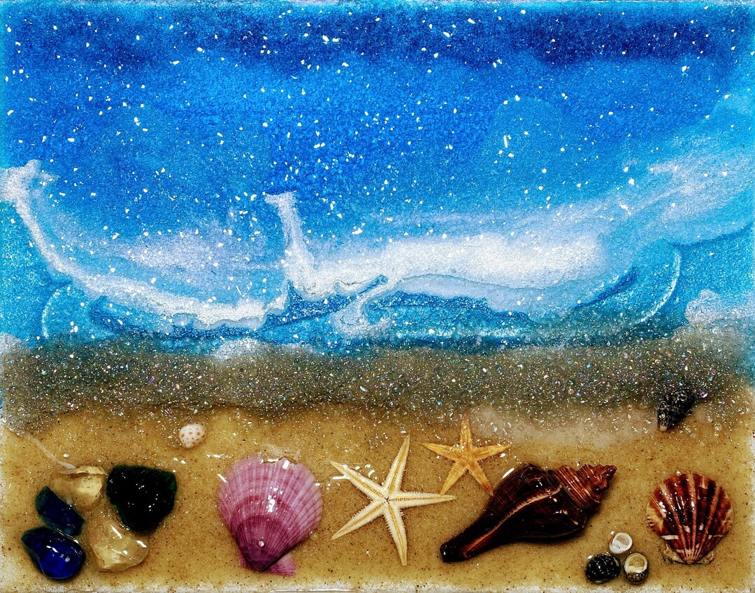 Beach Art Abstract Resin Art Beach Home Decor Beach Art Decor for Beach ...