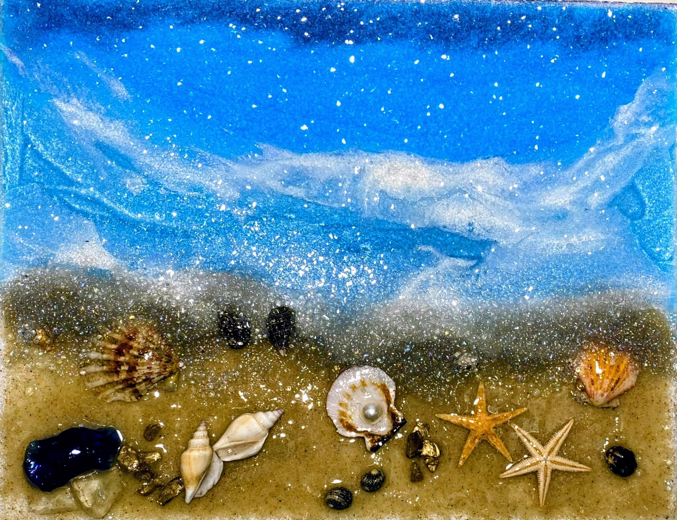 Beach Wall Art Decor Abstract Tropical Beach Resin Art Home Decor Beach ...