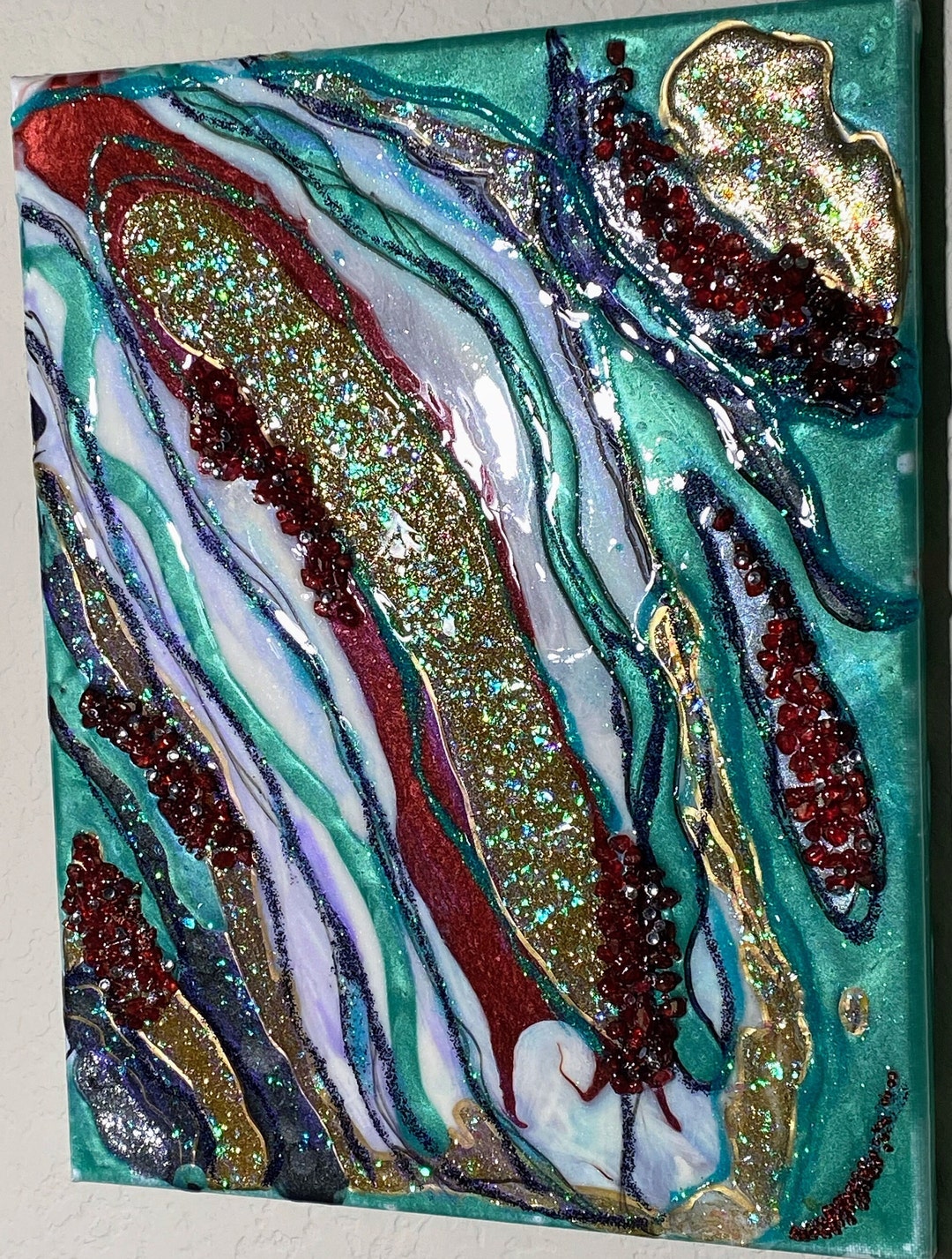 Wall Art Handmade Geode Inspired Wall Hanging Home Decor Colorful 14x11 ...