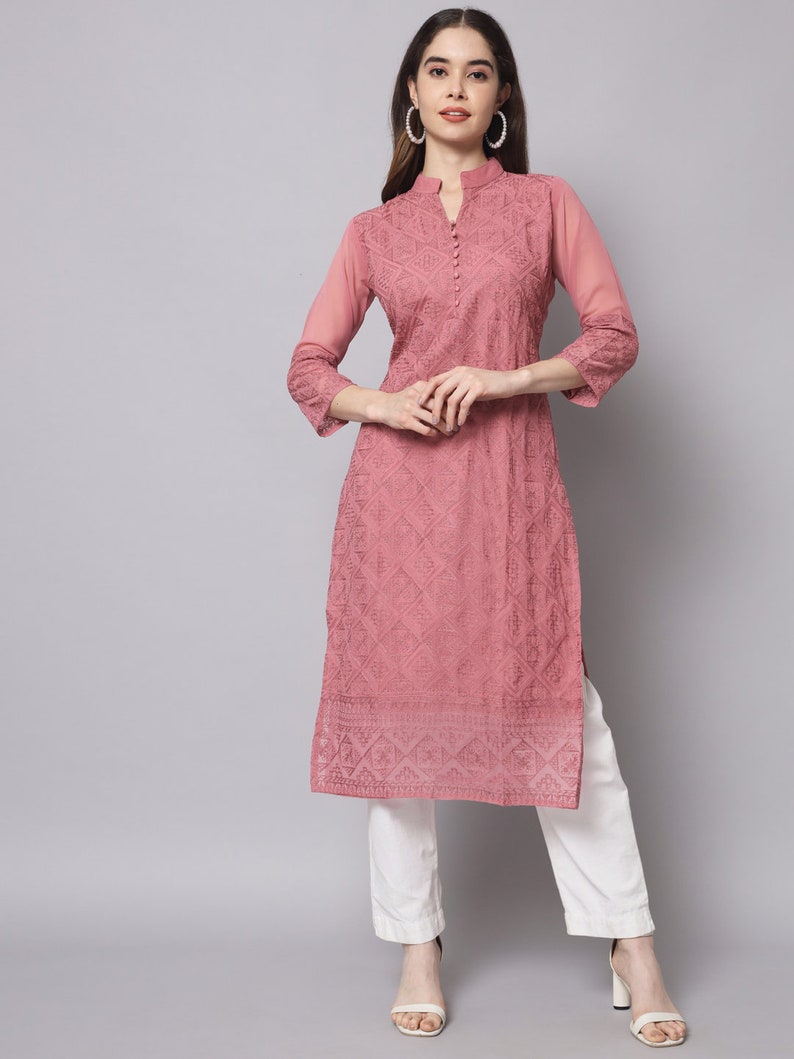 Buy Chikankari Kurti, Handmade Chikankari Kurta, Party Wear Kurti, Beautiful and Trendy Kurti ...
