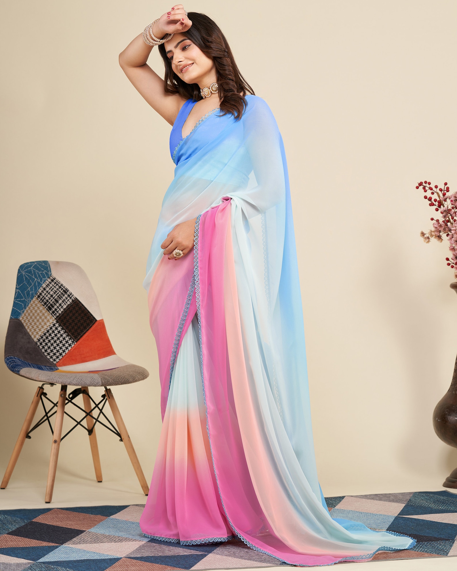 Multi Color Alia Bhatt Soft Digital Print Georgette Silk Saree, Saree ...