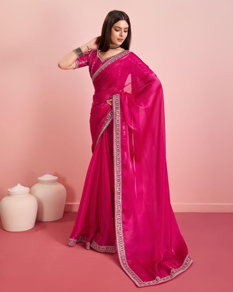 PURE JIMMY CHOO Saree Embroidered Saree Party Wear Saree Saree With ...