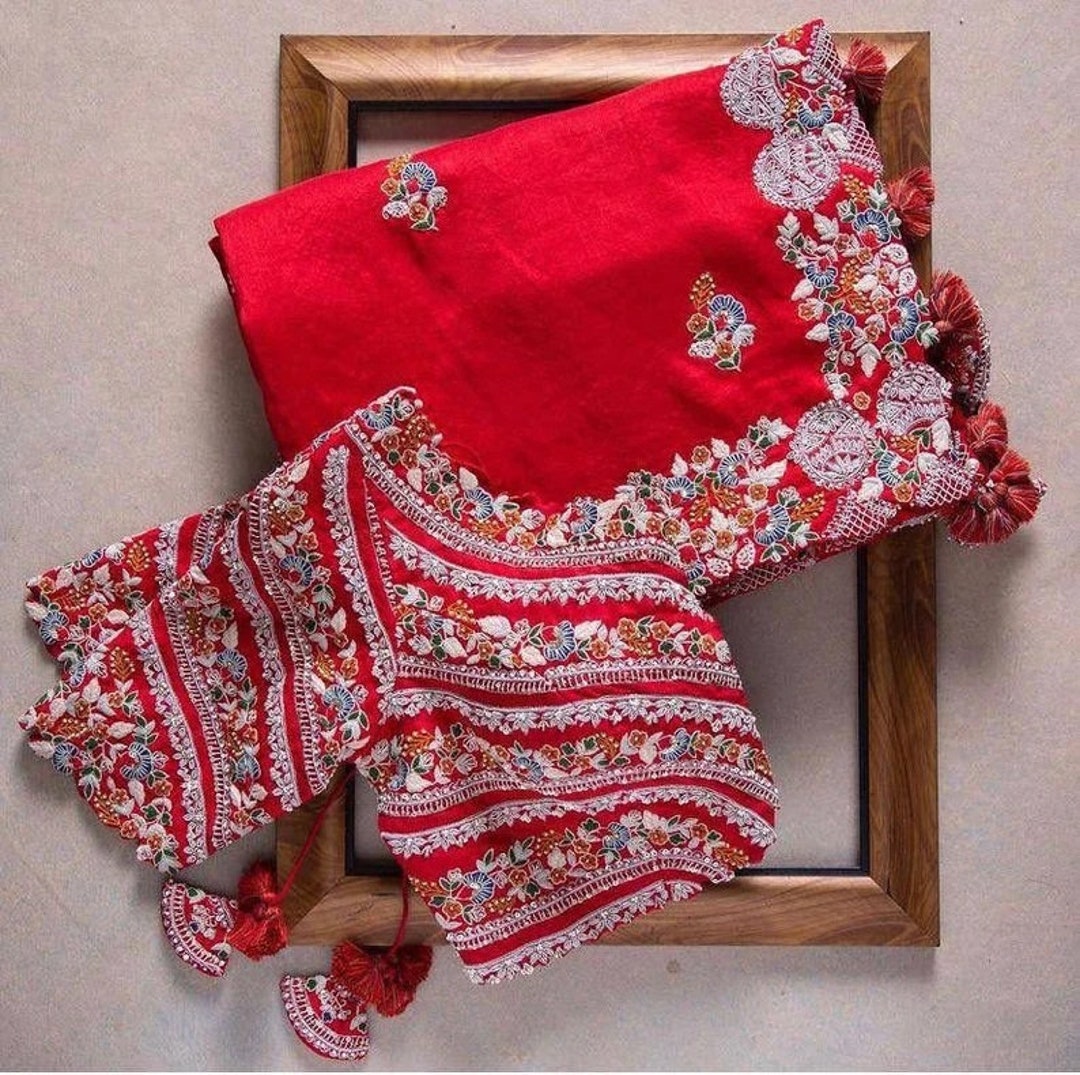 Red Color Rangoli Silk With Heavy Sequence and Cording Embroidery Work ...