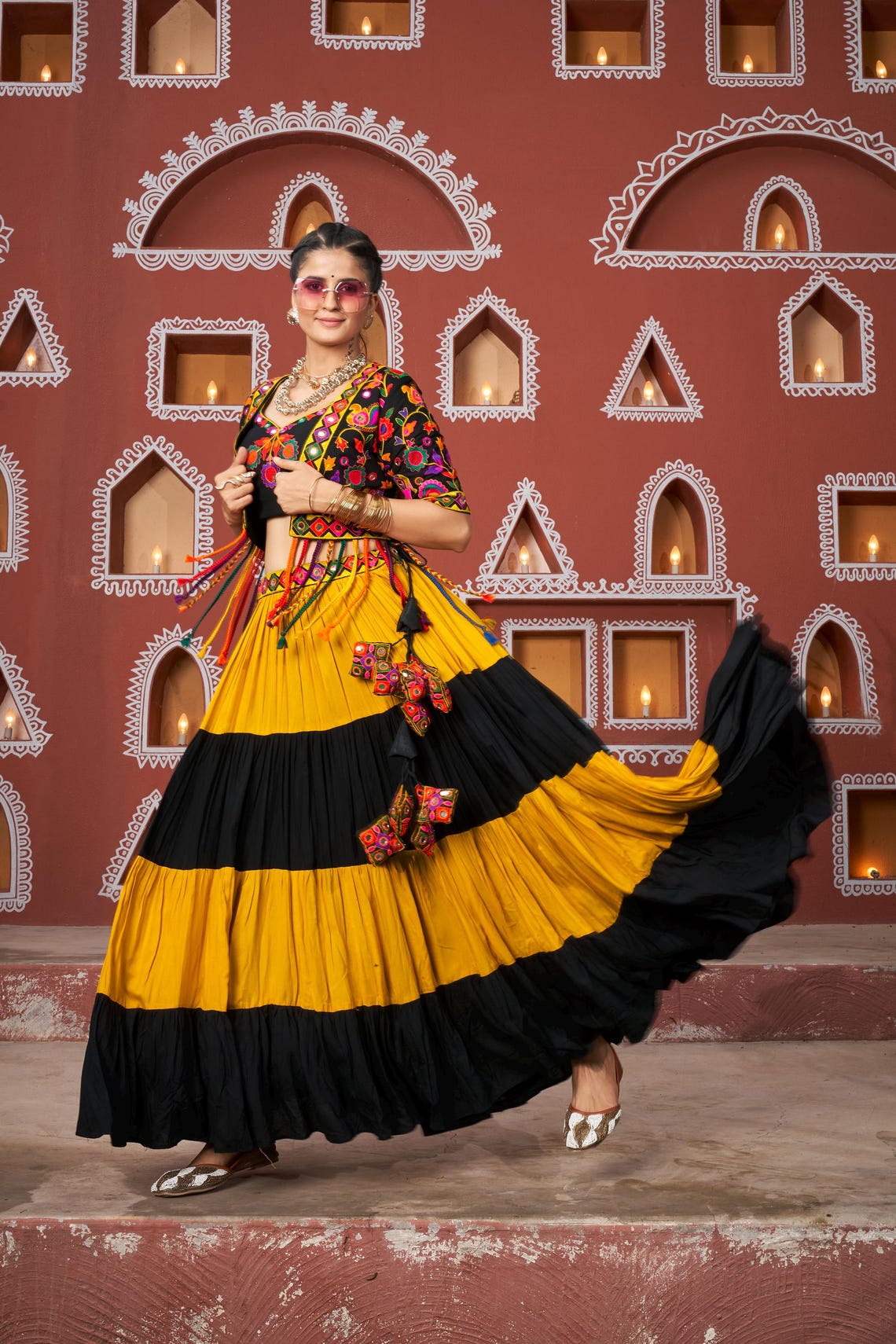 Exclusive Navratri Lehenga Choli Set With Mirror Work Designer Viscose ...