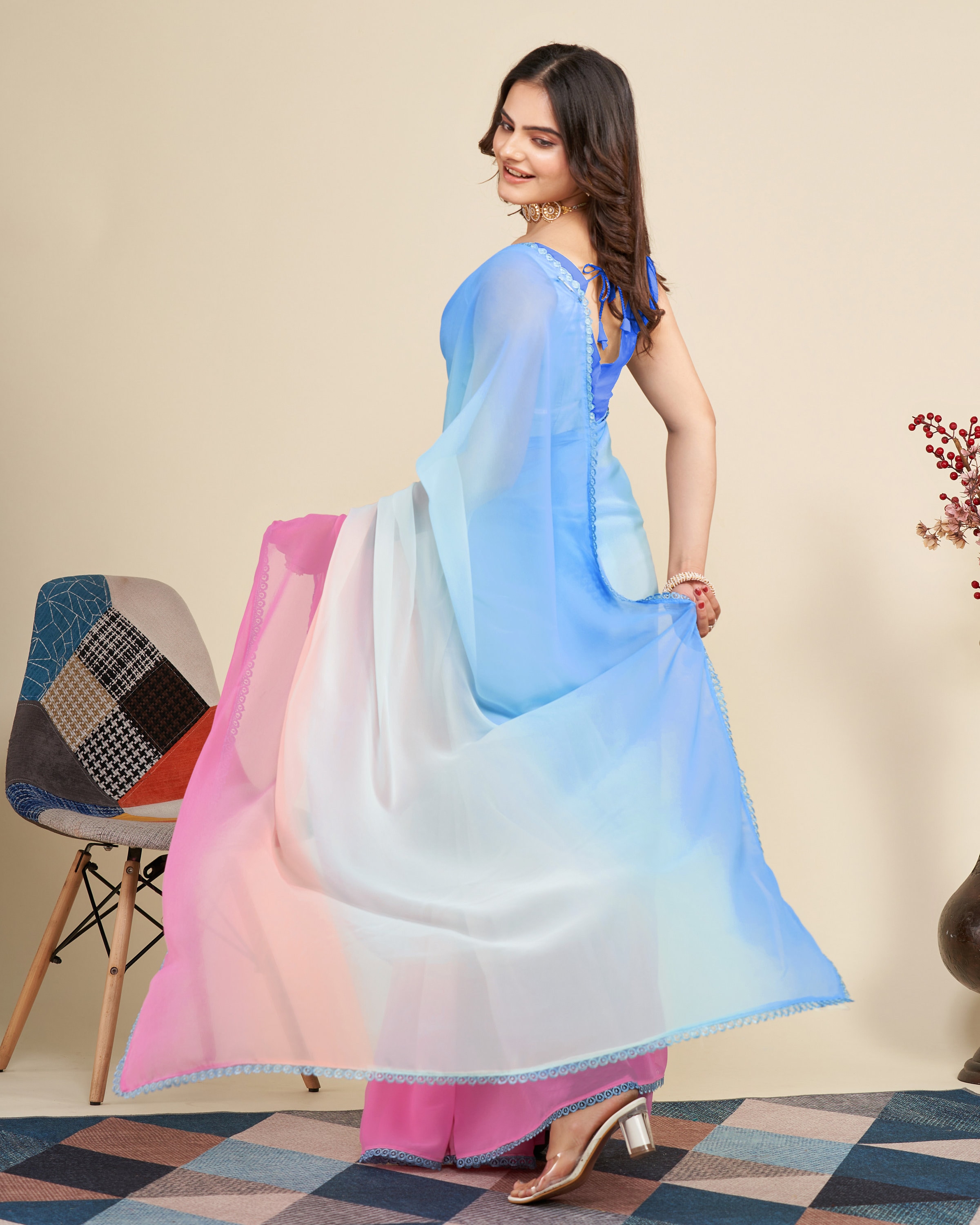 Multi Color Alia Bhatt Soft Digital Print Georgette Silk Saree, Saree ...