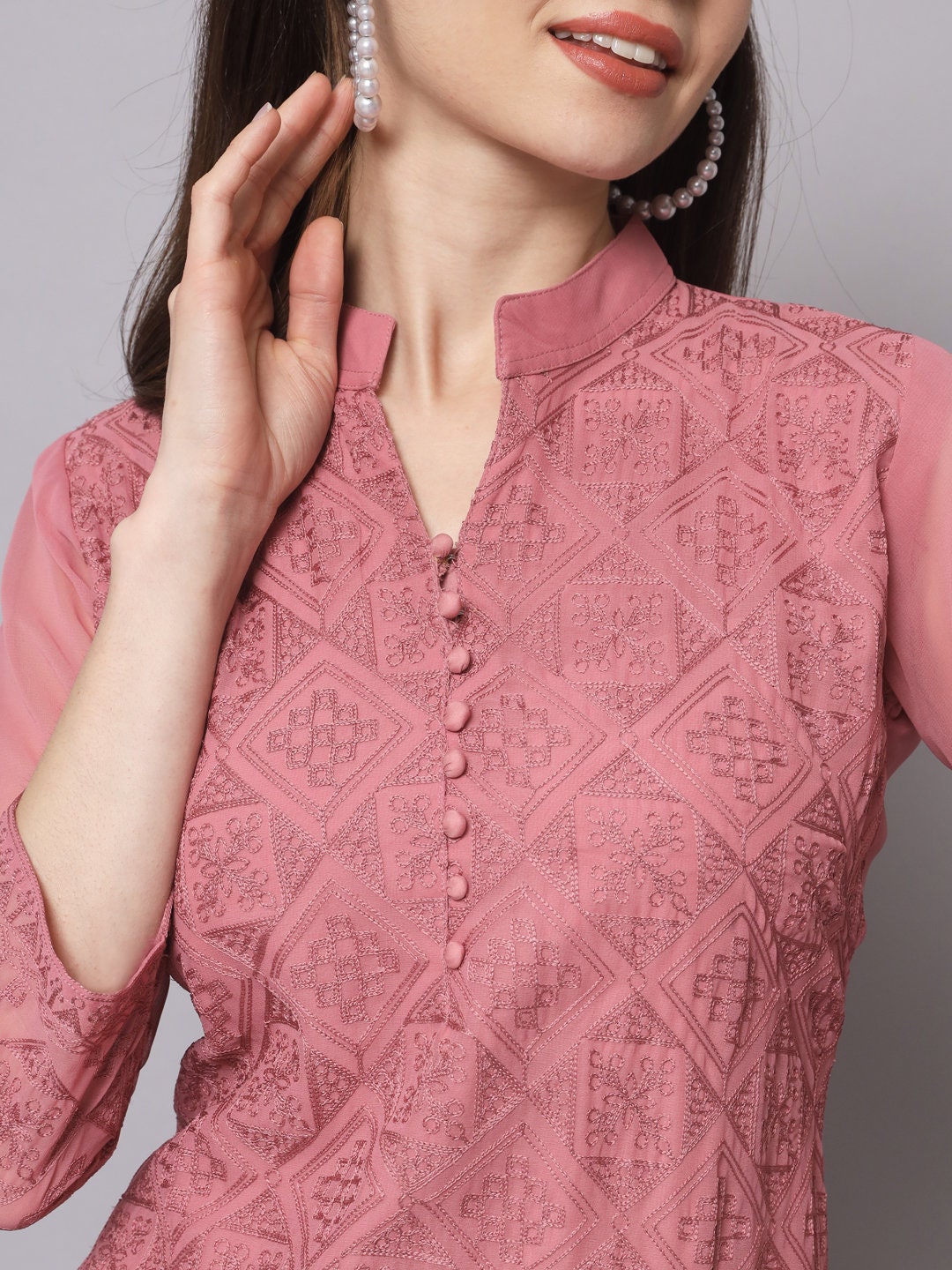 Buy Chikankari Kurti, Handmade Chikankari Kurta, Party Wear Kurti ...