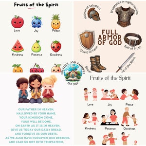 Christian Posters Bundle Fruit of the Spirit Armor of God Wall Art ...