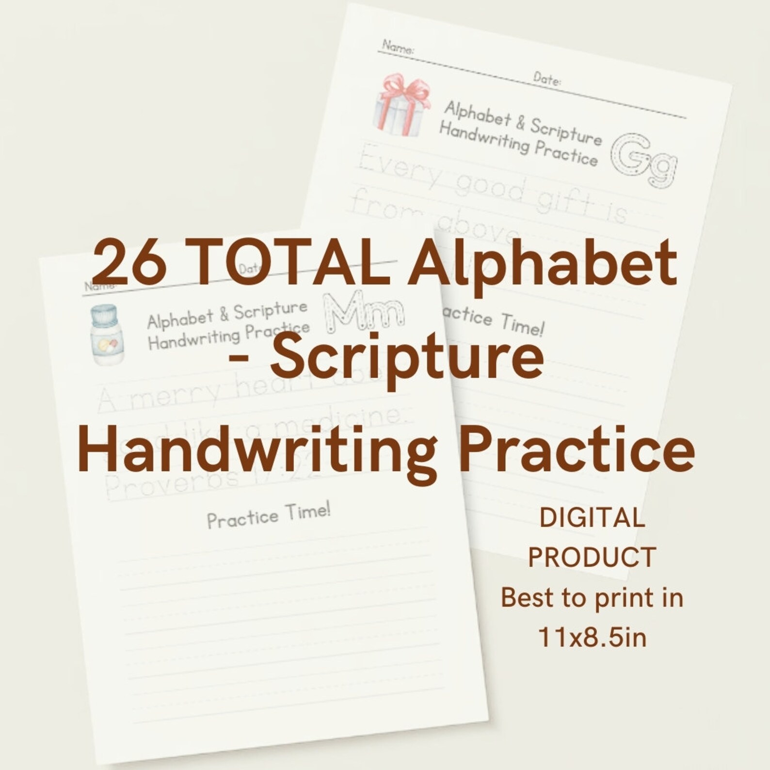 Alphabet Scripture Handwriting Practice for Kids Bible Verse Learning ...