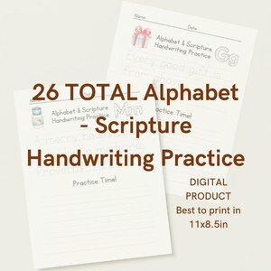 Alphabet Scripture Handwriting Practice for Kids Bible Verse Learning ...