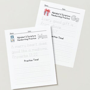 Alphabet Scripture Handwriting Practice for Kids Bible Verse Learning ...