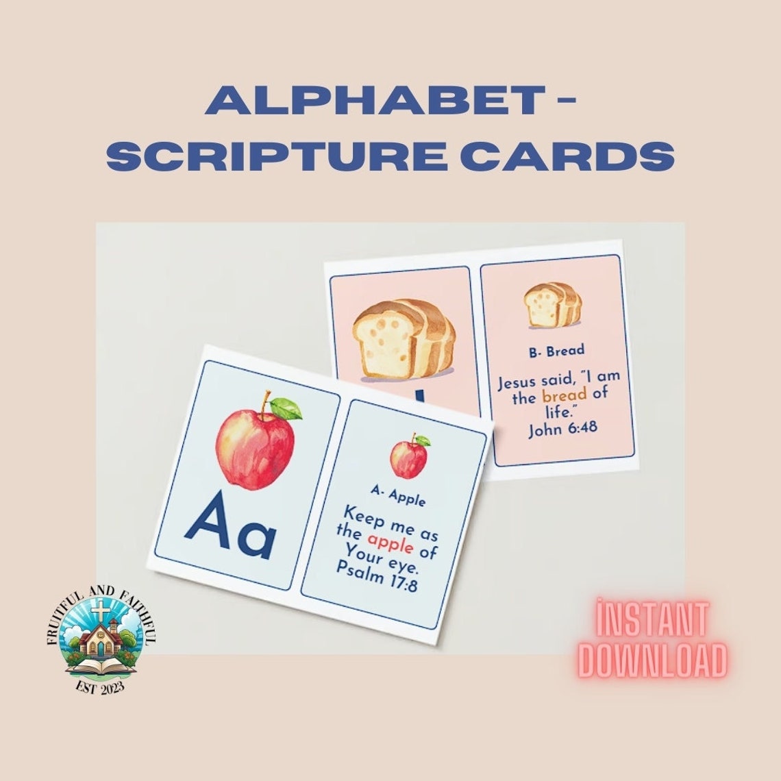 Alphabet Scripture Cards for Kids Bible Verse Learning Practice ...