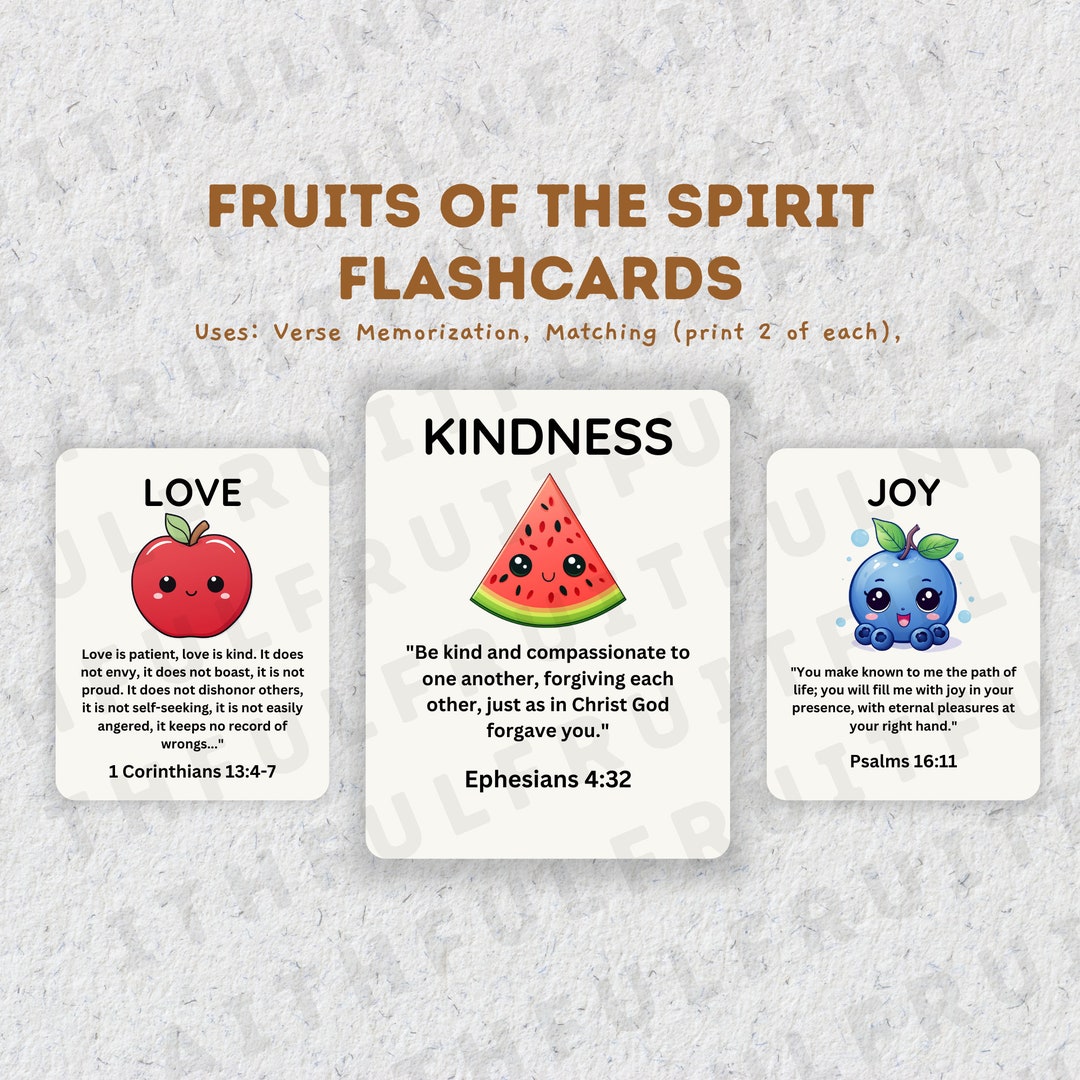 Activities for Kid Fruits of the Spirit Flashcards for Kids Homeschool ...