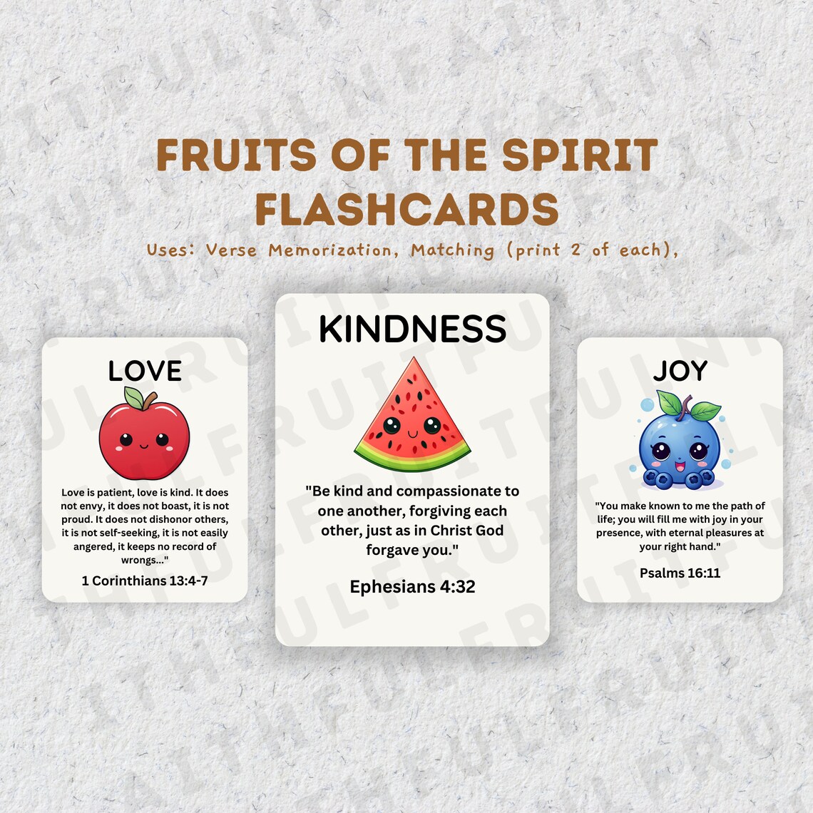Activities for Kid Fruits of the Spirit Flashcards for Kids Homeschool ...