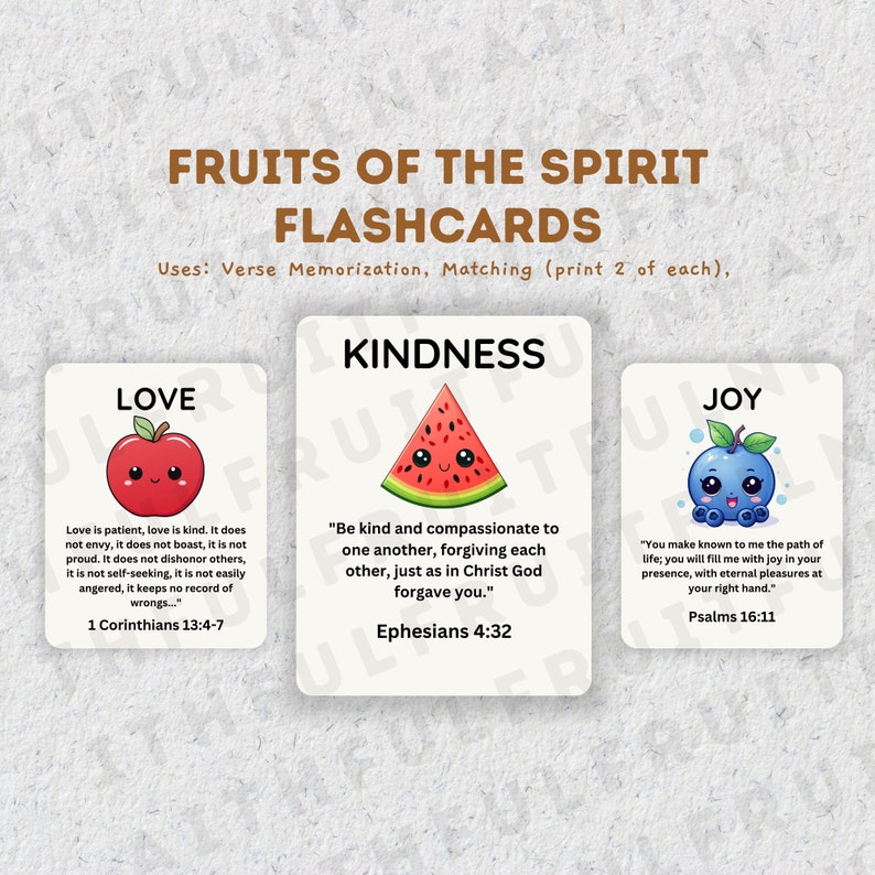 Activities for Kid Fruits of the Spirit Flashcards for Kids Homeschool ...
