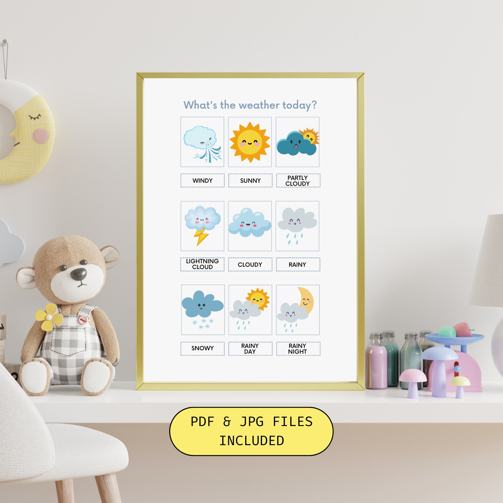 Weather Chart Montessori Poster Daily Routine Homeschool Activity ...
