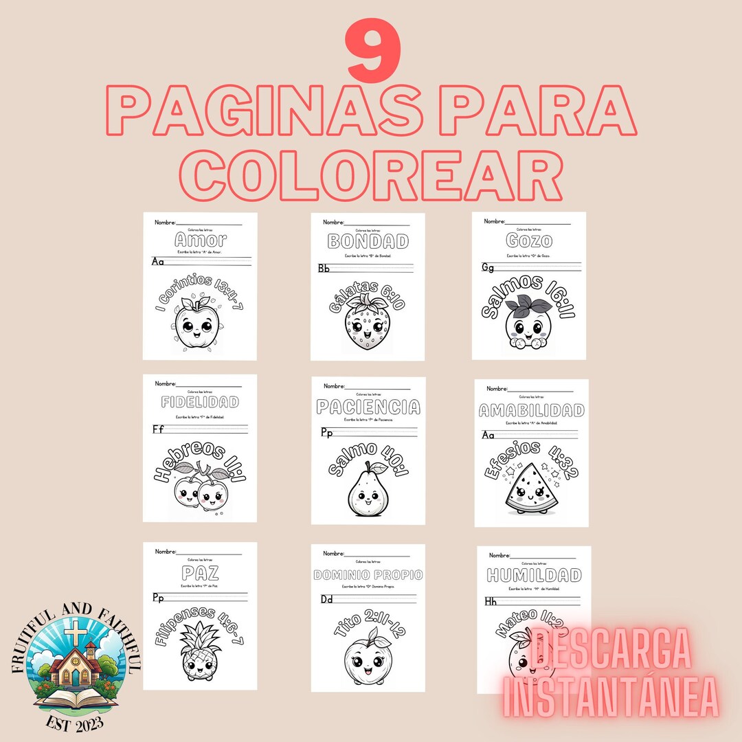 Spanish Christian Coloring Pages Writing Practice Fruits of the Spirit ...