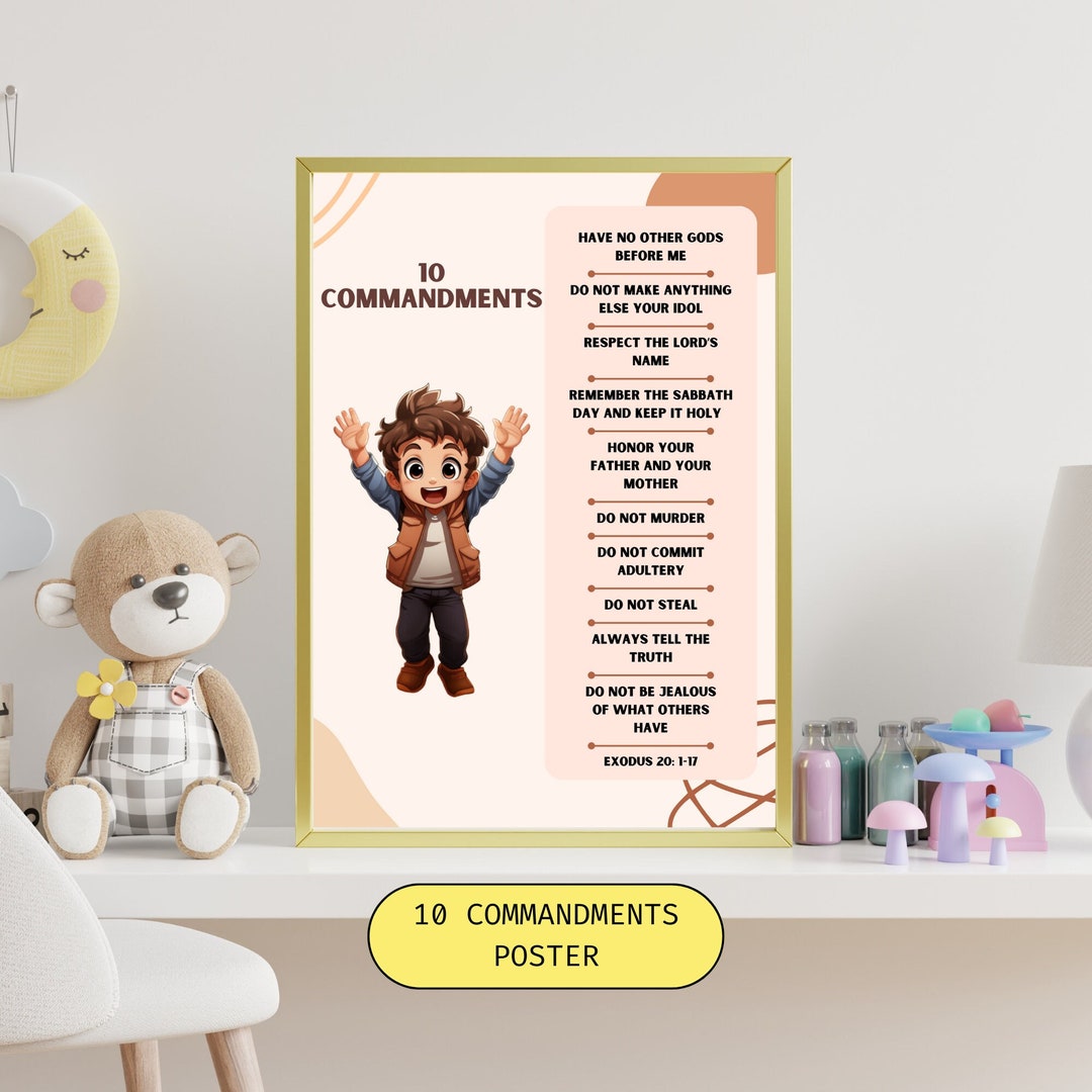 Christian Wallart 10 Commandments Posters for Kids Montessori Sunday ...