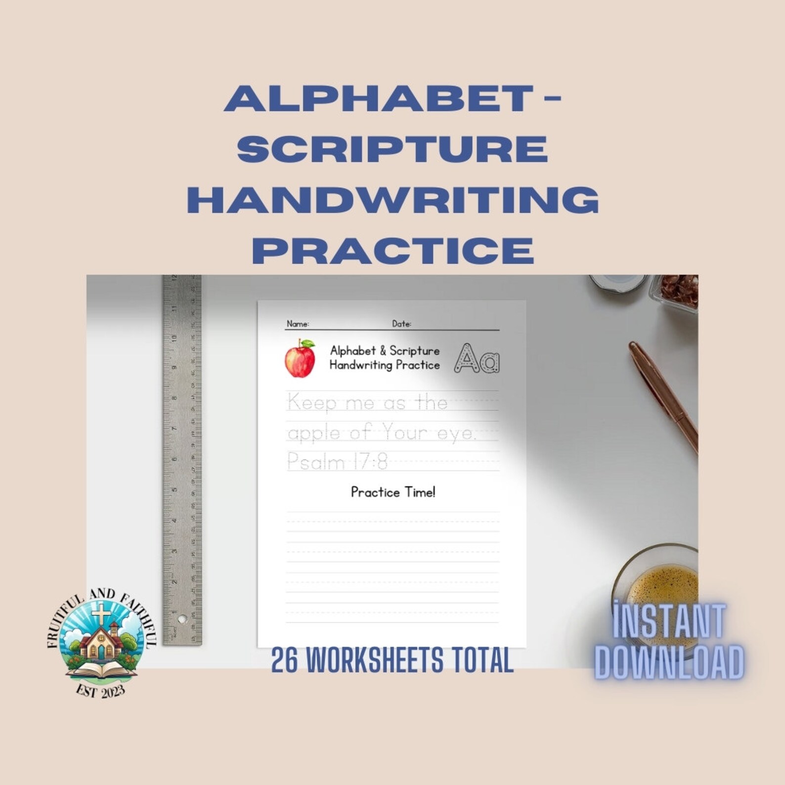 Alphabet Scripture Handwriting Practice for Kids Bible Verse Learning ...