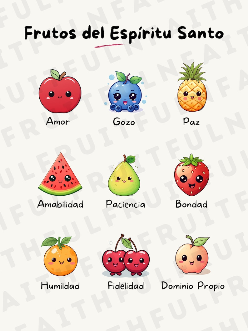 Frutos Del Espiritu Santo Poster Para Niños Fruit of the Spirit Poster ...