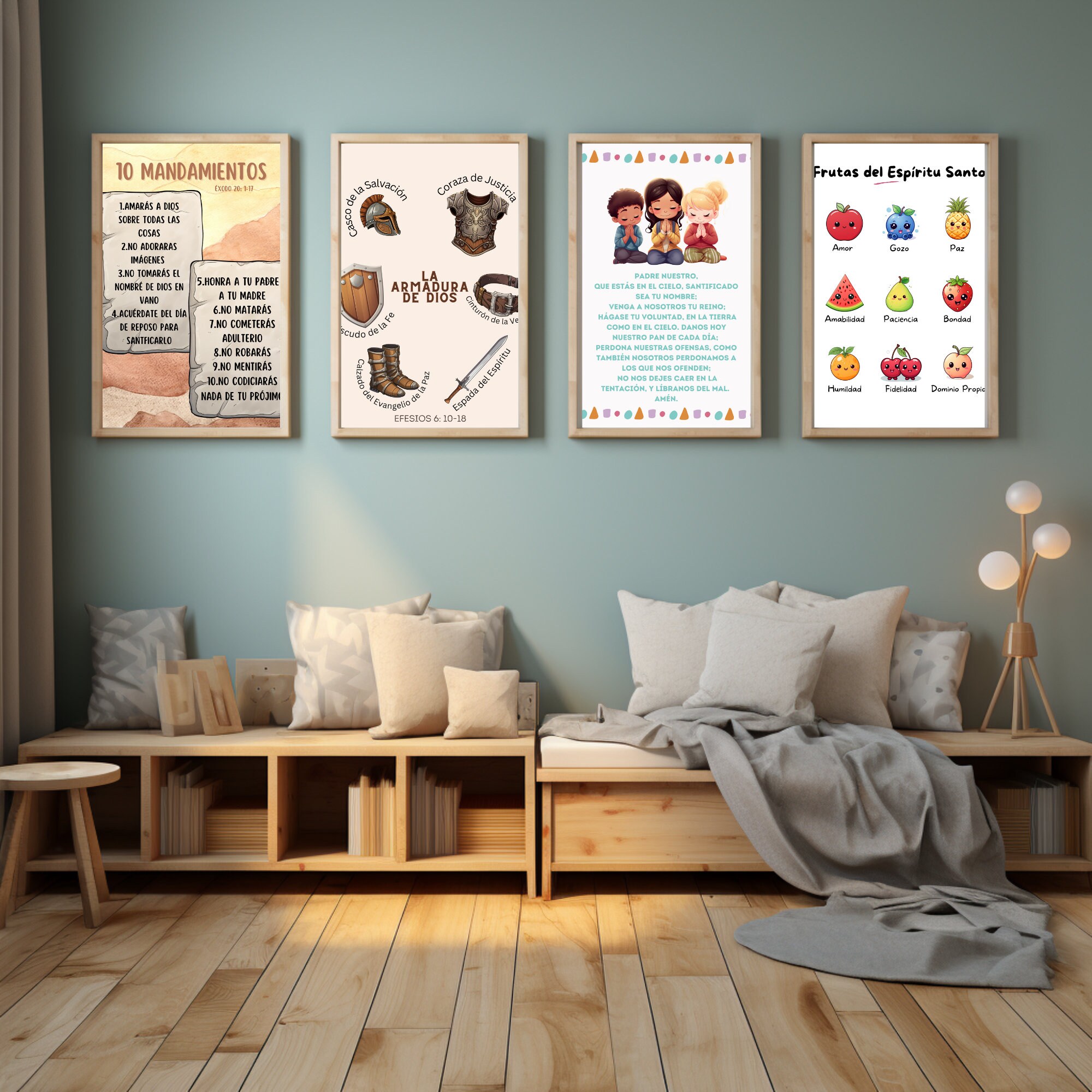 Spanish Christian Posters Bundle Fruit of the Spirit Armor of God Wall ...