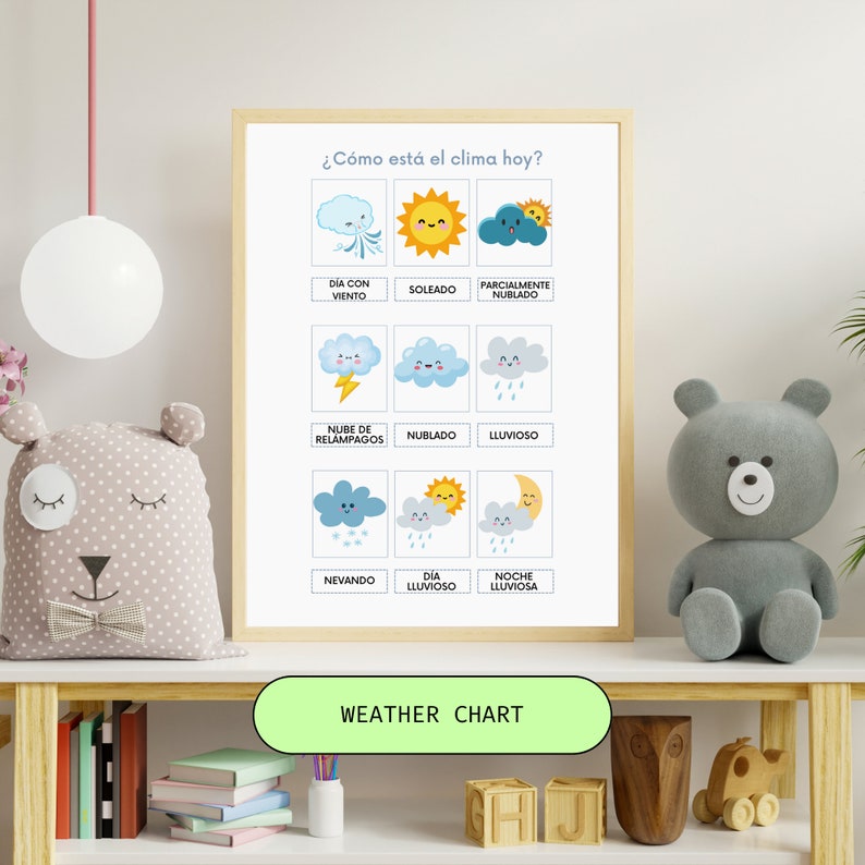 Spanish Weather Chart Montessori Poster Daily Routine Homeschool ...