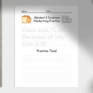 Alphabet Scripture Handwriting Practice for Kids Bible Verse Learning ...