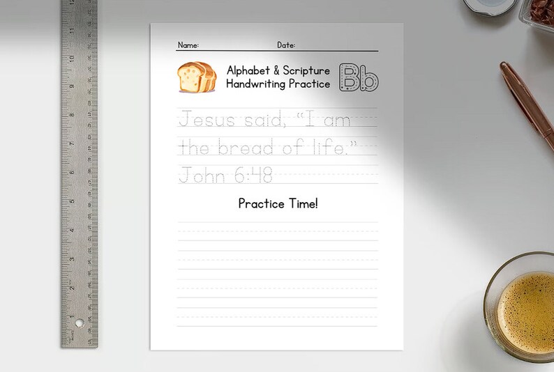 Alphabet Scripture Handwriting Practice for Kids Bible Verse Learning ...