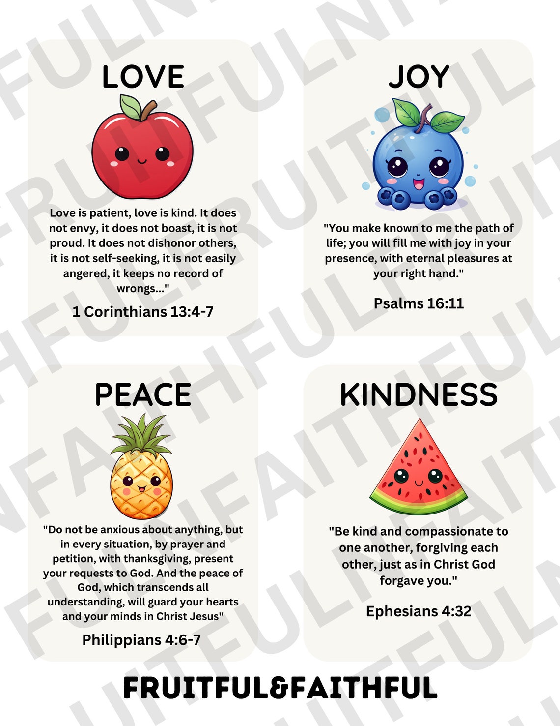 Activities for Kid Fruits of the Spirit Flashcards for Kids Homeschool ...