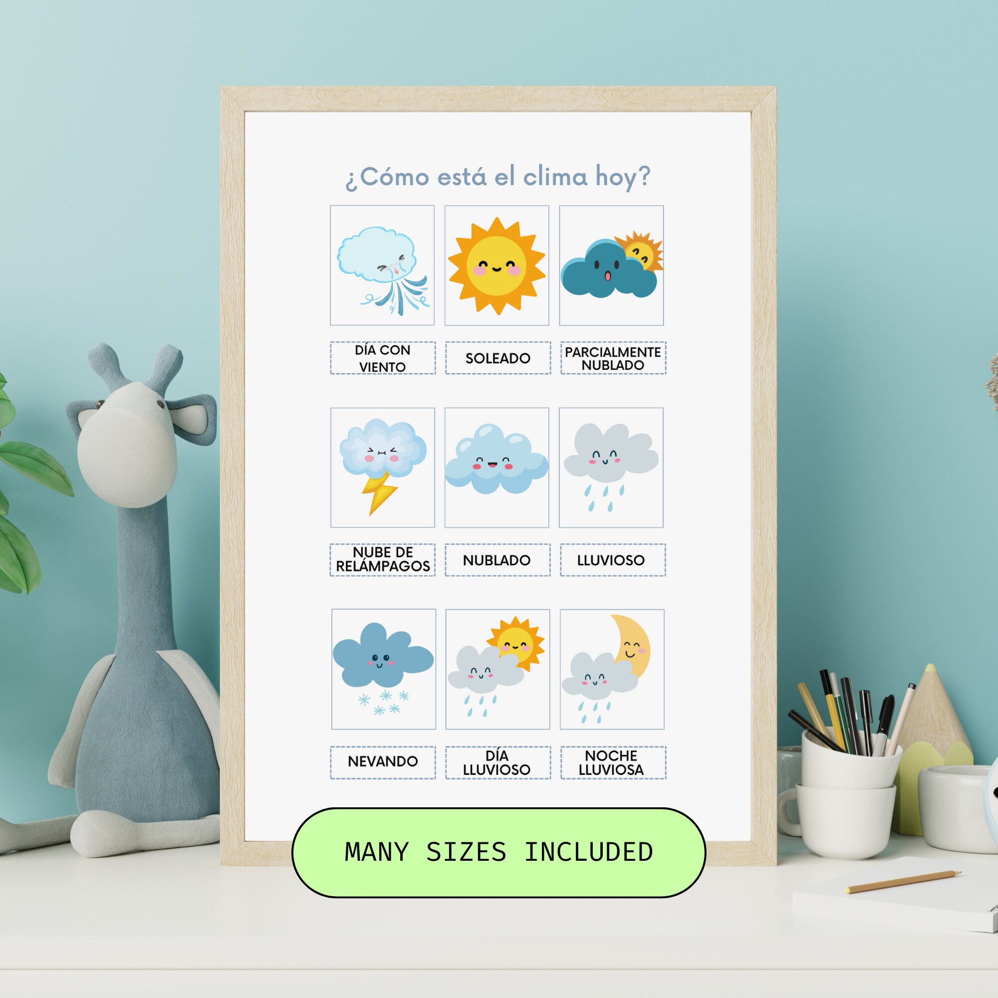 Spanish Weather Chart Montessori Poster Daily Routine - Etsy