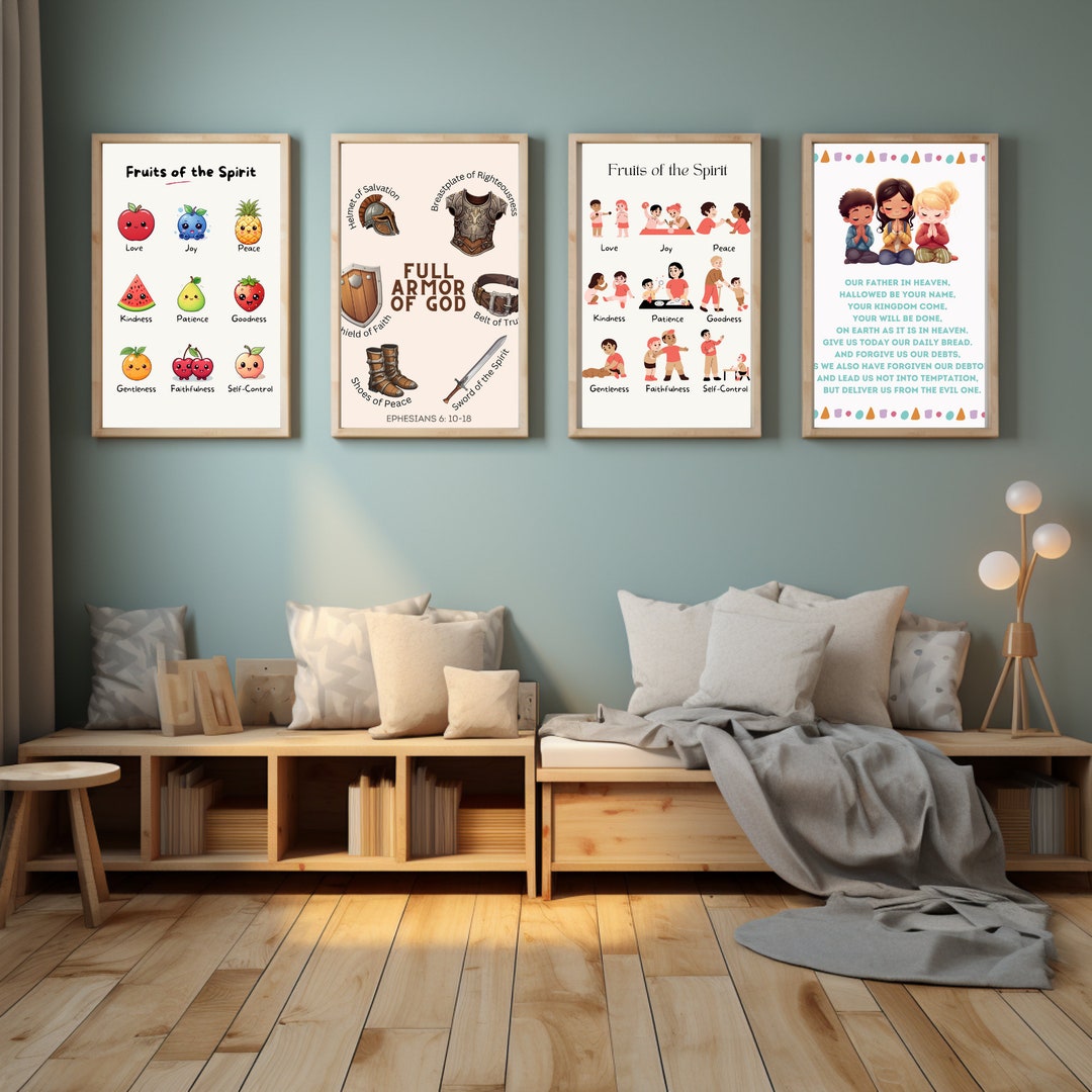 Christian Posters Bundle Fruit of the Spirit Armor of God Wall Art ...