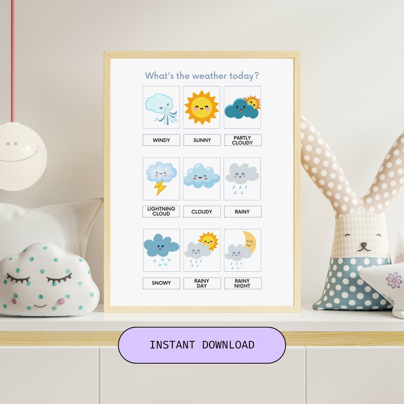 Weather Chart Montessori Poster Daily Routine Homeschool Activity ...