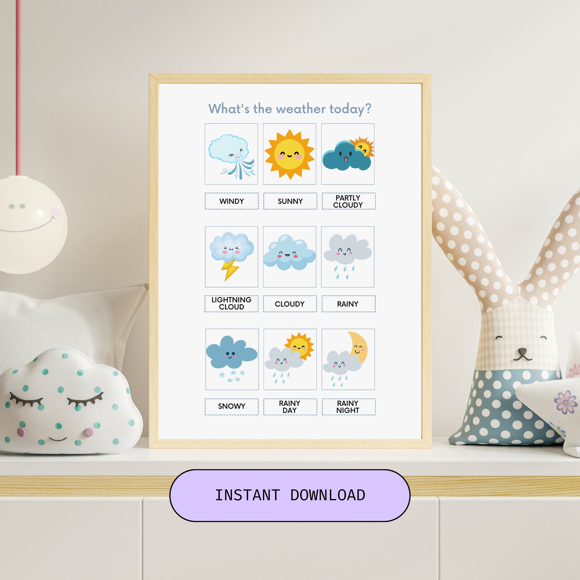Weather Chart Montessori Poster Daily Routine Homeschool Activity ...