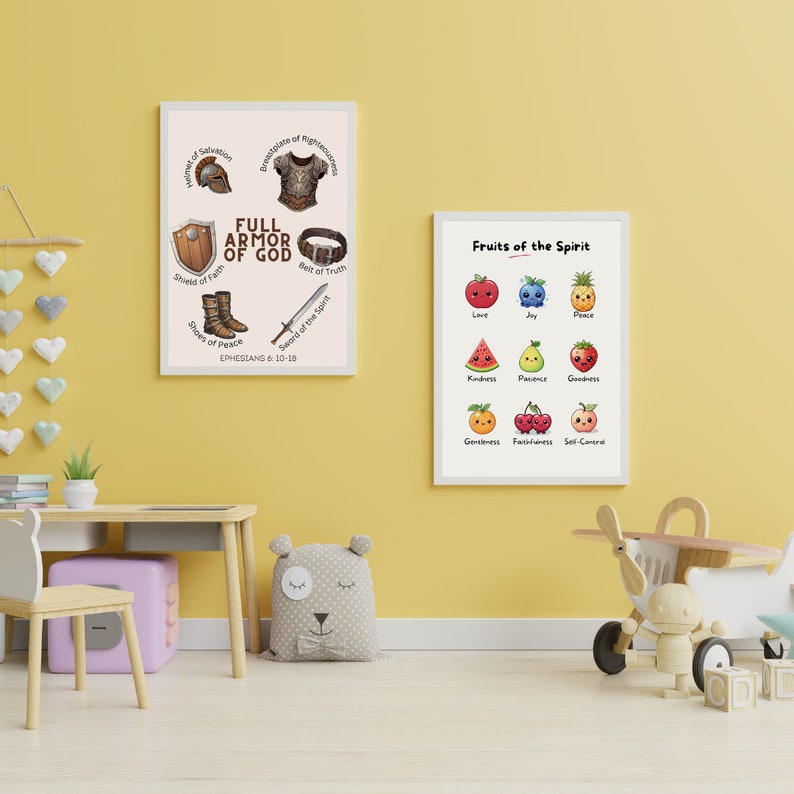 Christian Posters Bundle Fruit of the Spirit Armor of God Wall Art ...