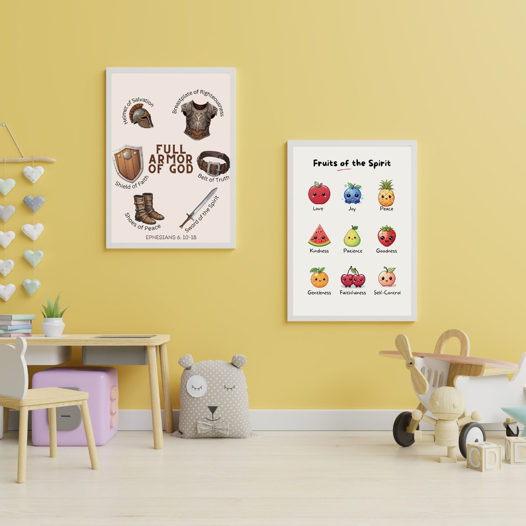 Christian Posters Bundle Fruit of the Spirit Armor of God Wall Art ...