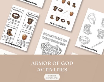 Armor of God INSTANT DOWNLOAD Coloring Activity Pages Homeschool Sunday ...