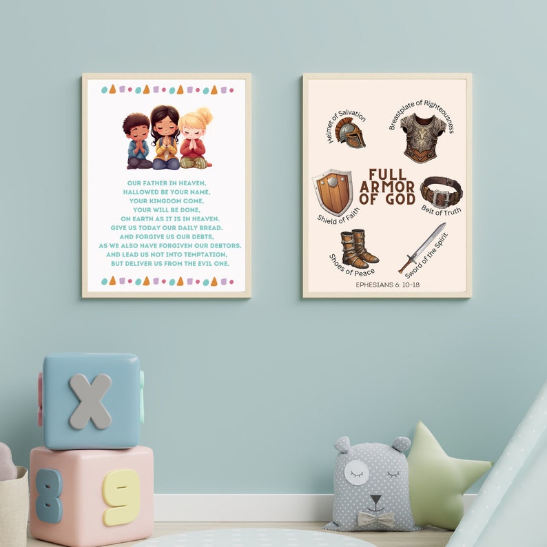 Christian Posters Bundle Fruit of the Spirit Armor of God Wall Art ...