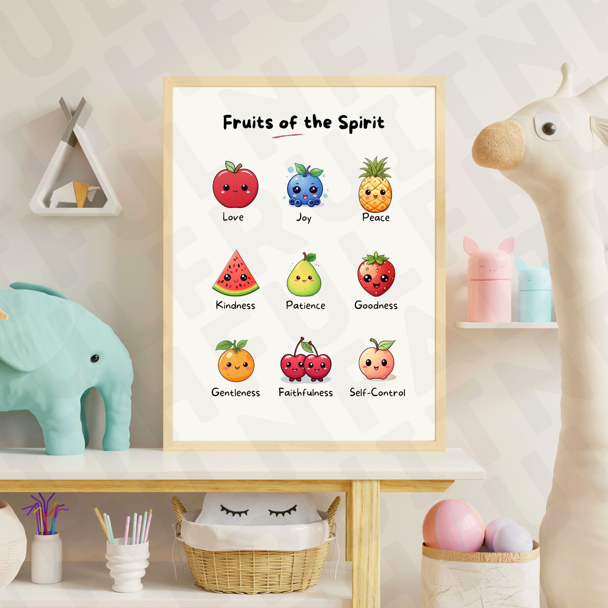 Fruit of the Spirit Wall Art Montessori Kids Room Nursery Church ...