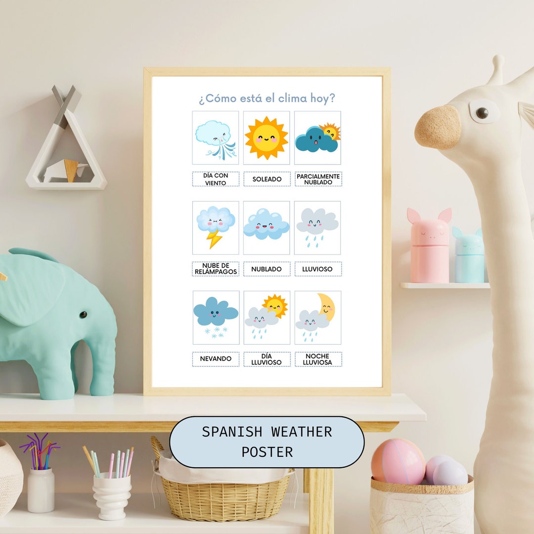 Spanish Weather Chart Montessori Poster Daily Routine Homeschool ...