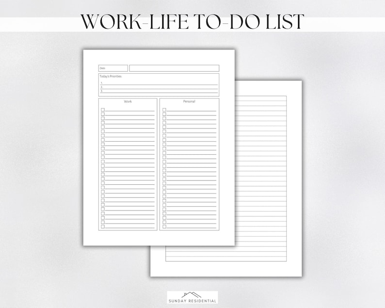 Work-life Balance To-do List Printable Template, To-do List, Daily ...