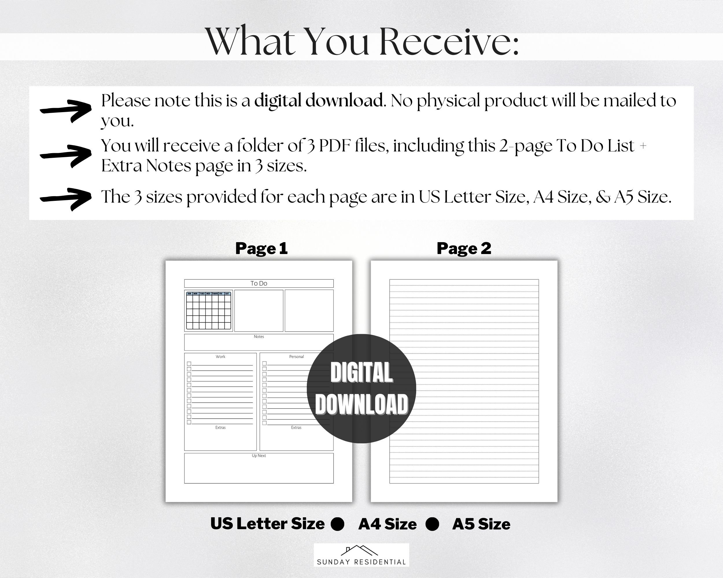 Daily to Do List Printable, Personal and Work Task Management, Brain ...