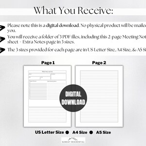 Meeting Notes Printable Template, Meeting Minutes, Meeting Agenda ...