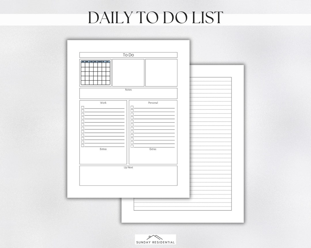Daily to Do List Printable, Personal and Work Task Management, Brain ...