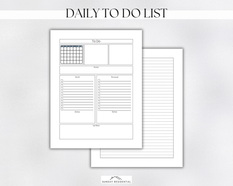 Daily to Do List Printable, Personal and Work Task Management, Brain ...