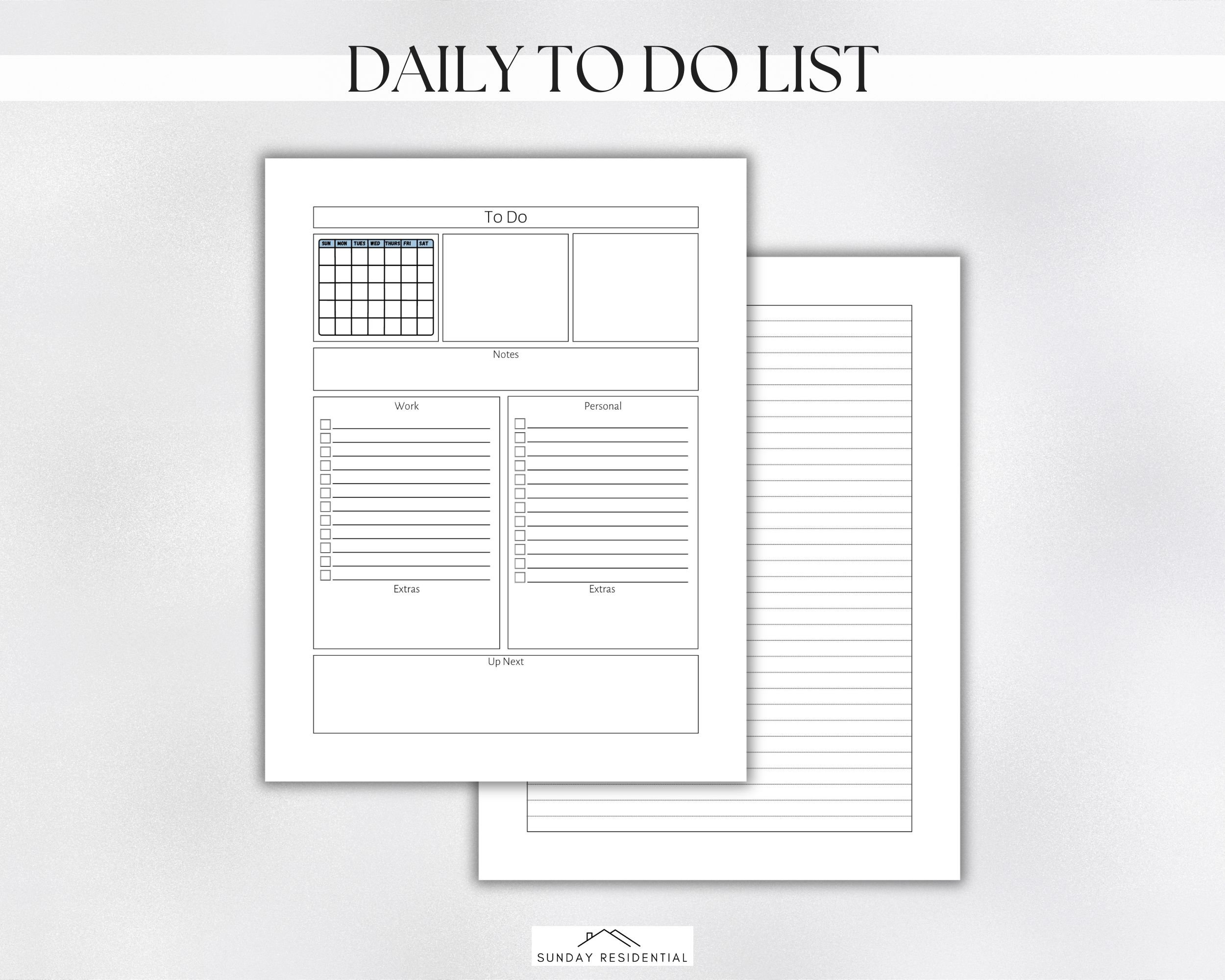 Daily to Do List Printable, Personal and Work Task Management, Brain ...