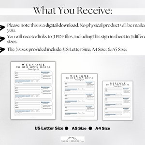 Open House Sign in Sheet - Printable, Digital Download, Simple Client ...